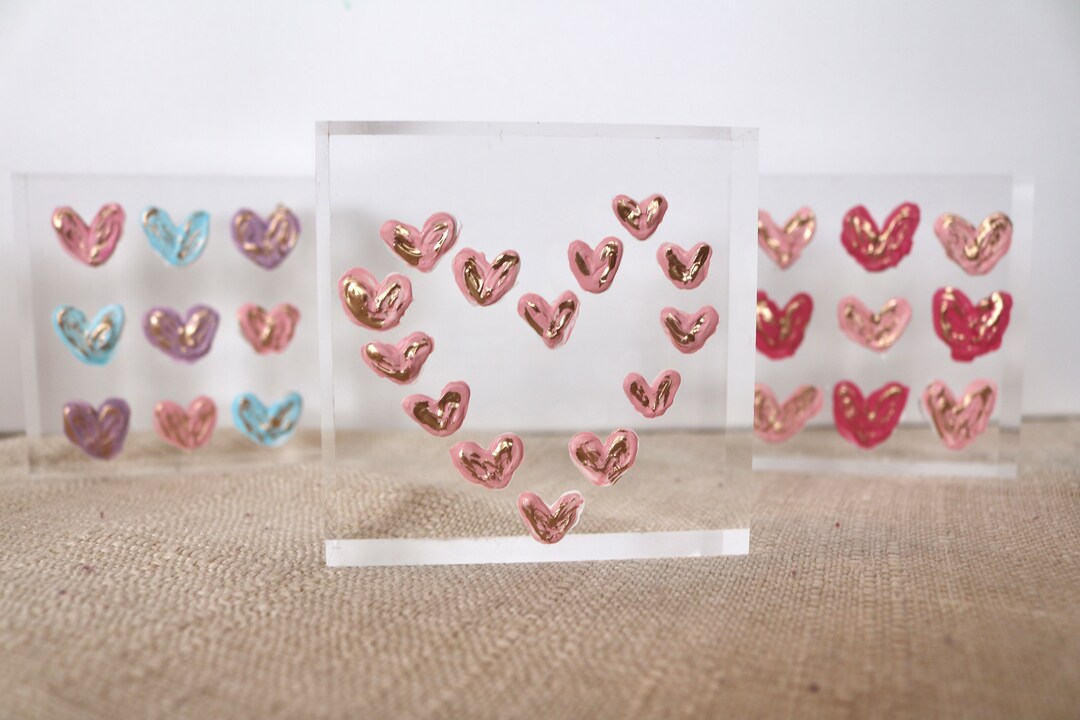 Heart Textured Acrylic Art | 3x3 Acrylic Block | Free Shipping - Etsy