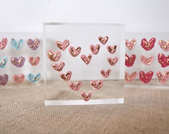 Hearts Acrylic Block Heart Art Birthday Gift Acrylic Block Art Acrylic ...