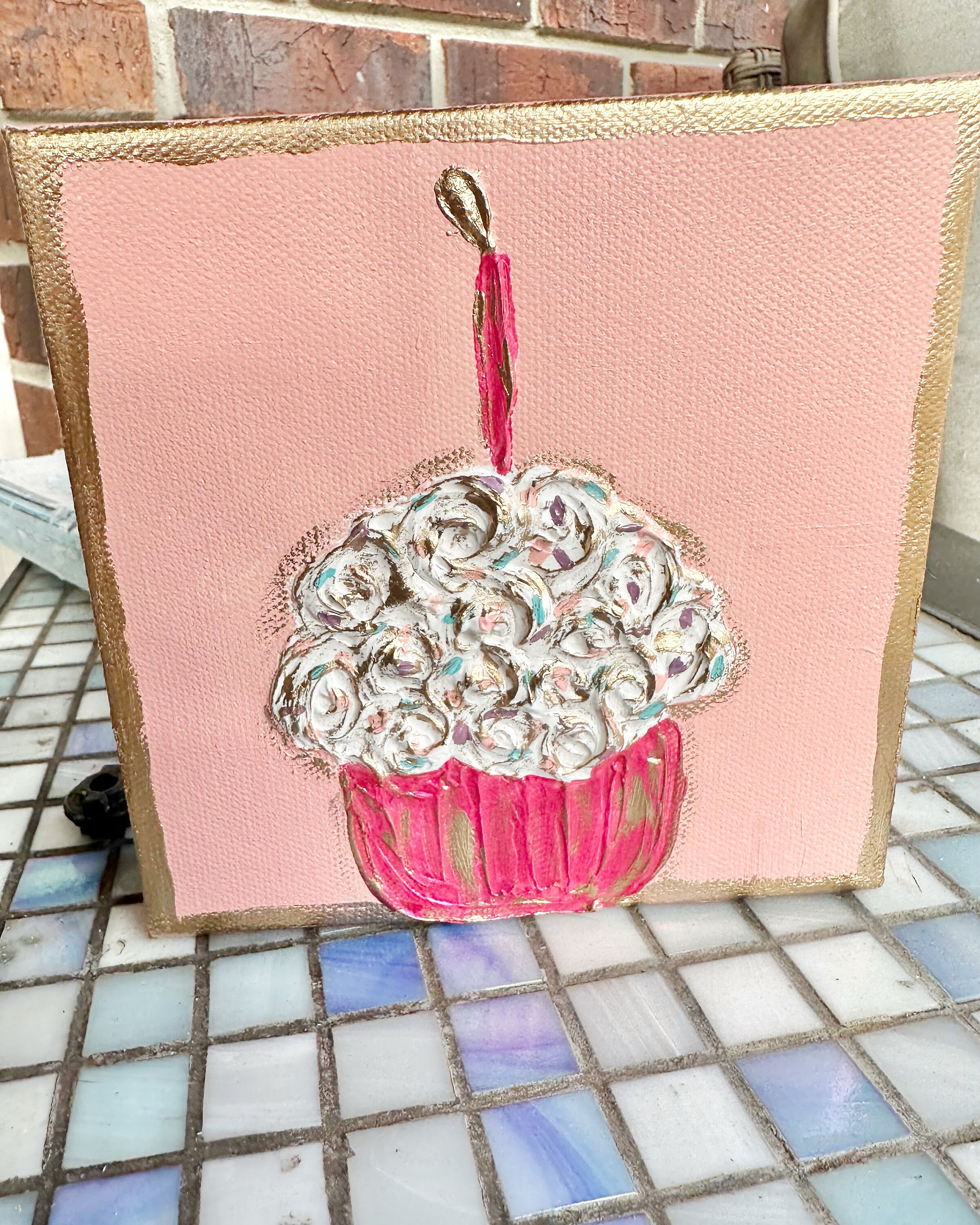 Hand Painted and Molded Cupcake 5x5 Canvas - Etsy