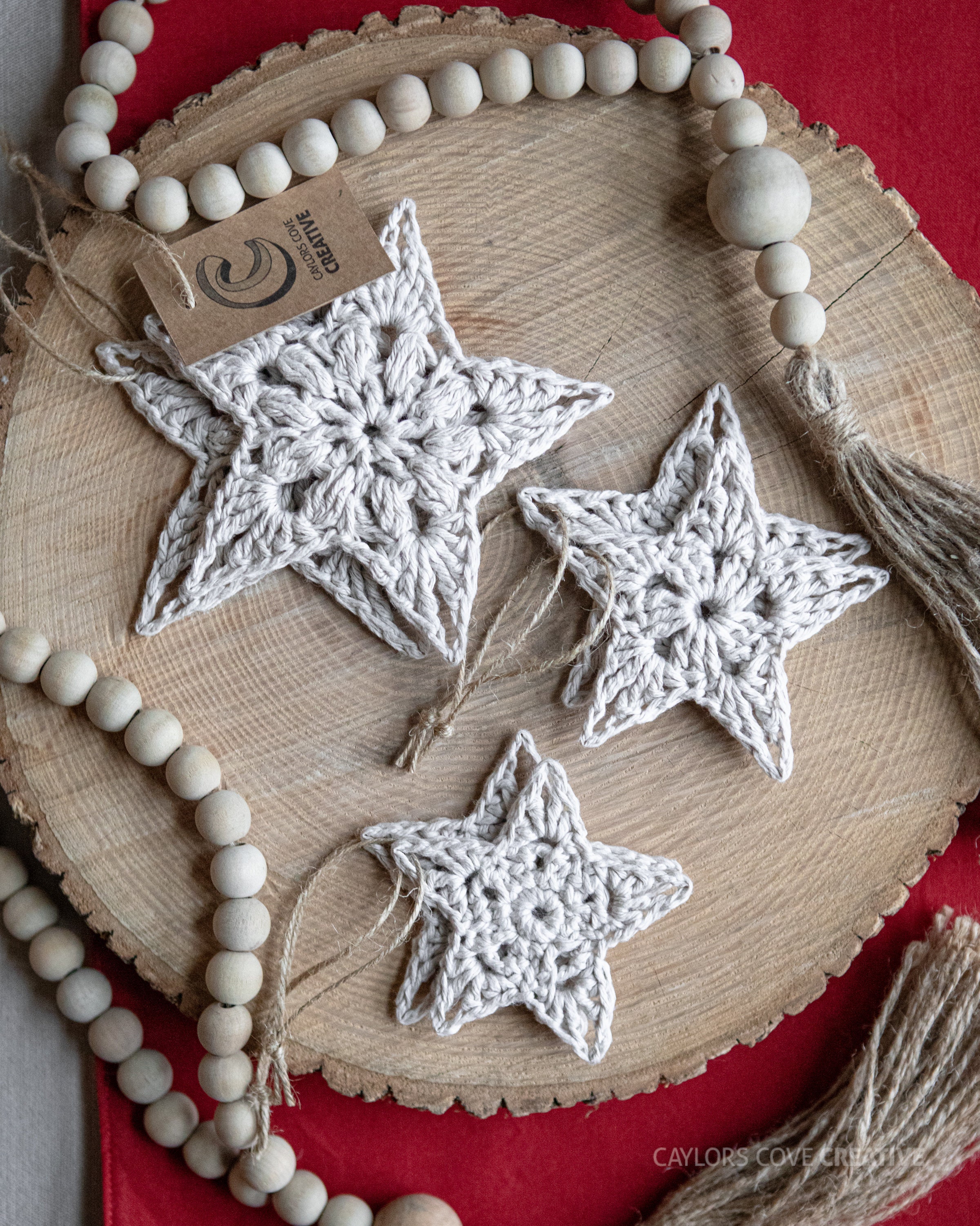 Vintage-style Star Ornaments // Set of 6 // 3 Patterns // Knit, Crochet ...
