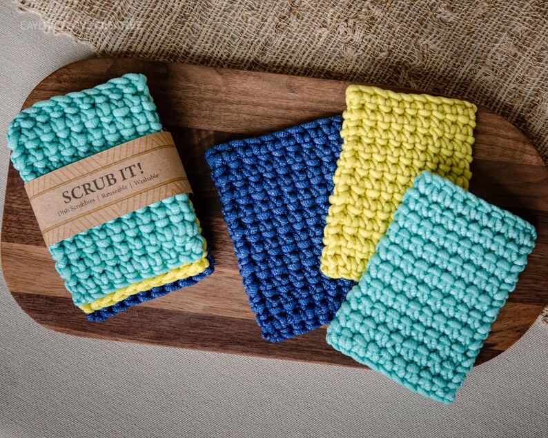 Dish Scrubby Set of 3: Durable Nylon Kitchen Scrubber, Handmade - Etsy