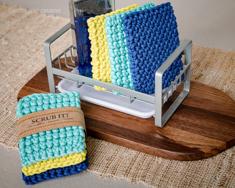 Dish Scrubby Set of 3: Durable Nylon Kitchen Scrubber, Handmade - Etsy