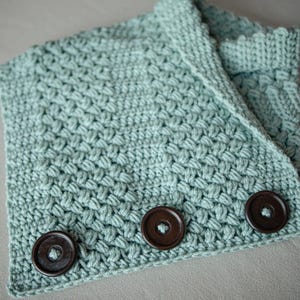Misted Sage // Coffee Bean Cowl // Three Button Scarf // Neck Warmer // Knit, Crochet, Handmade ...