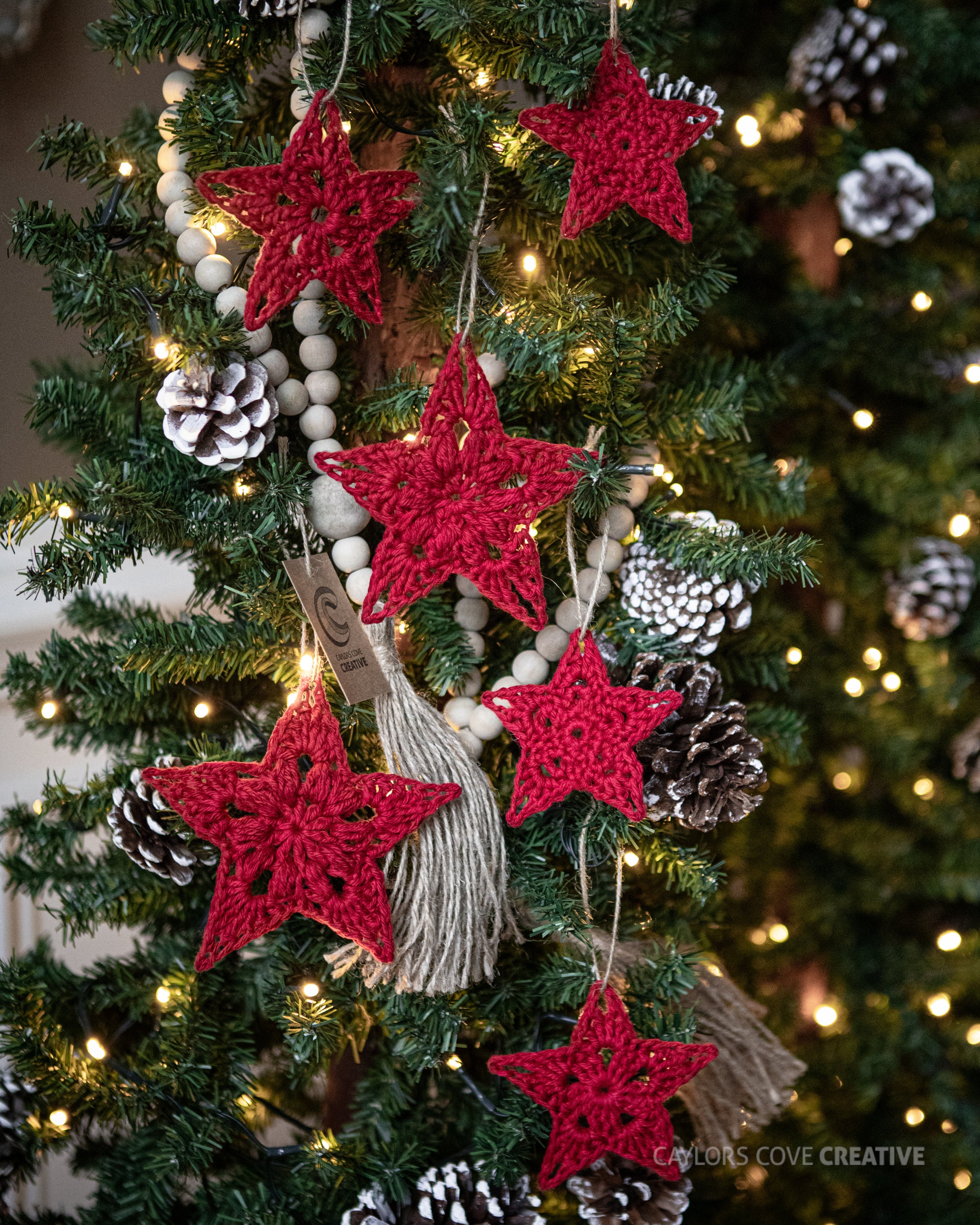 Vintage-style Star Ornaments // Set of 6 // 3 Patterns // Knit, Crochet ...