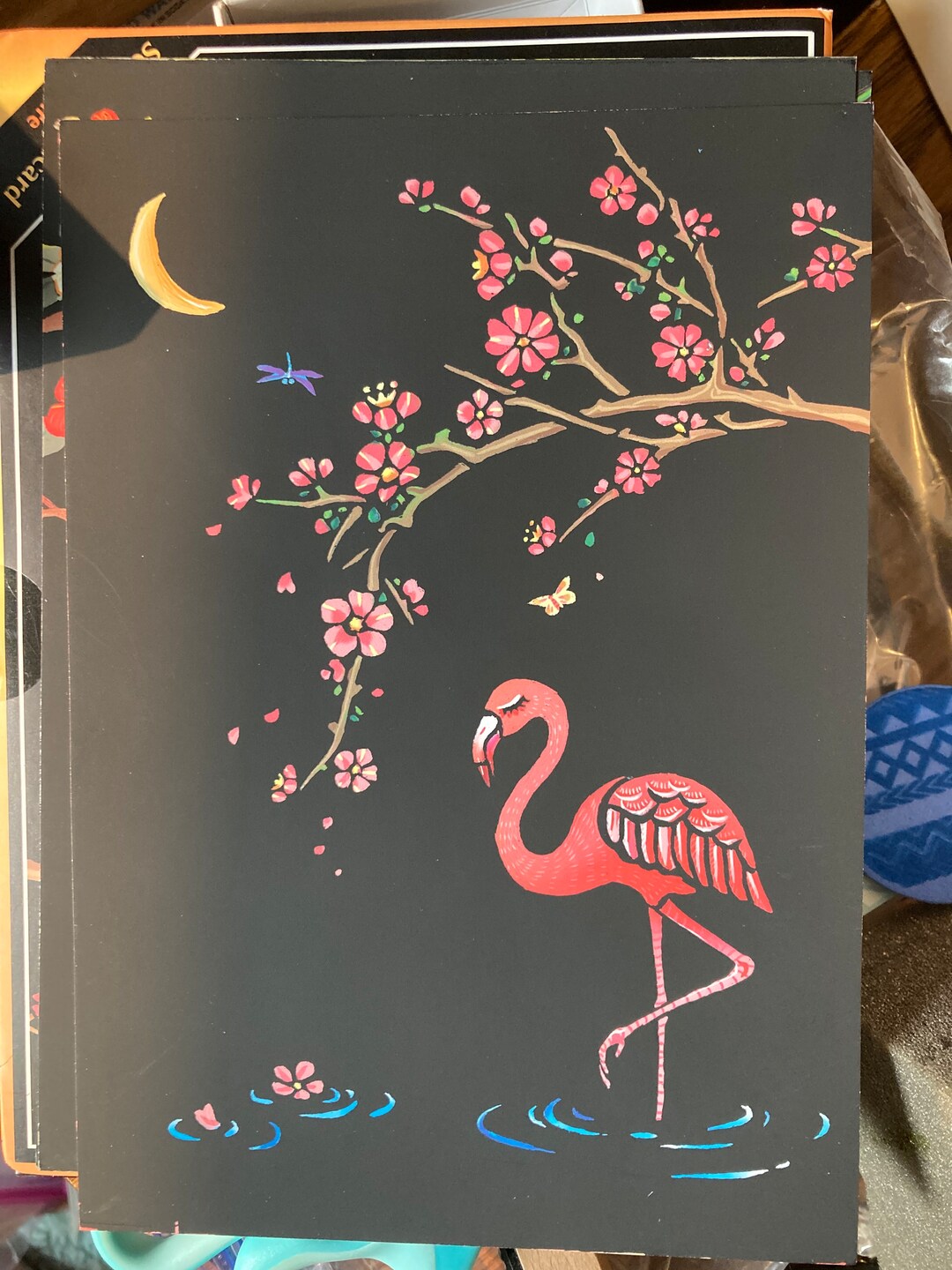 Plum Blossom and Flamingo Scratch Art - Etsy