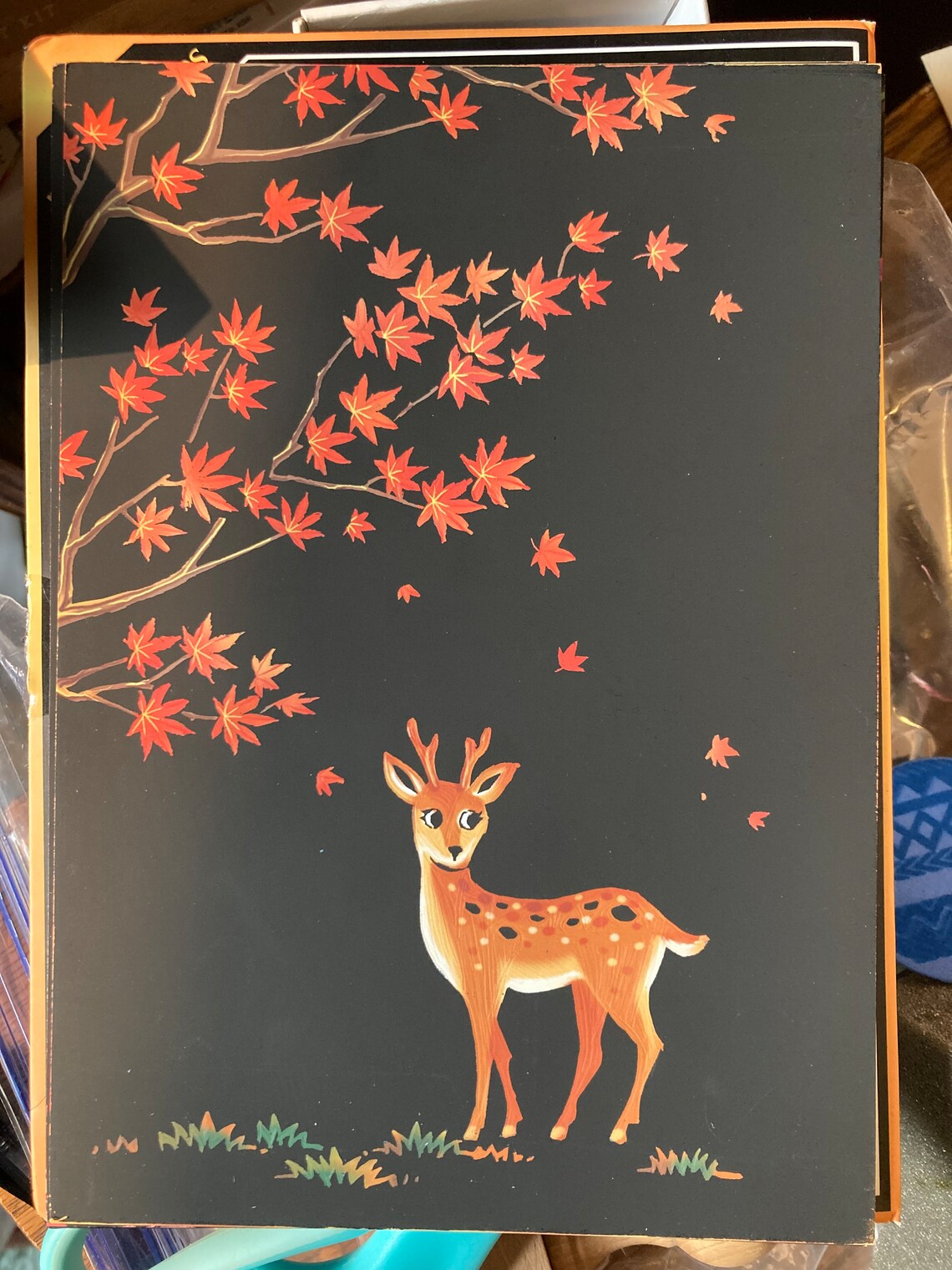 Maple Tree and Fawn Scratch Art - Etsy