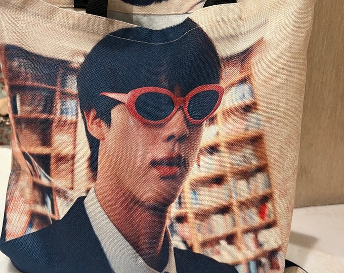 Jin in Glasses BTS Tote Bag - Seokjin BTS Printed Linen Tote Bag - Kpop ...