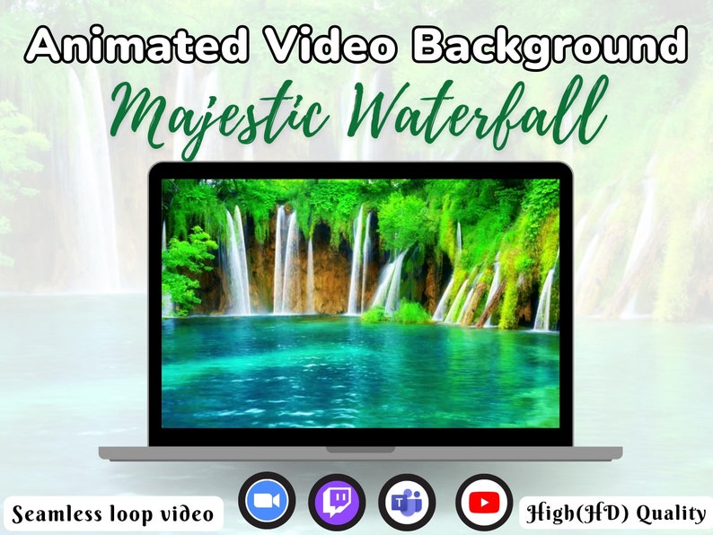 Waterfall Nature Vtuber Animated Virtual Background Zoom - Etsy