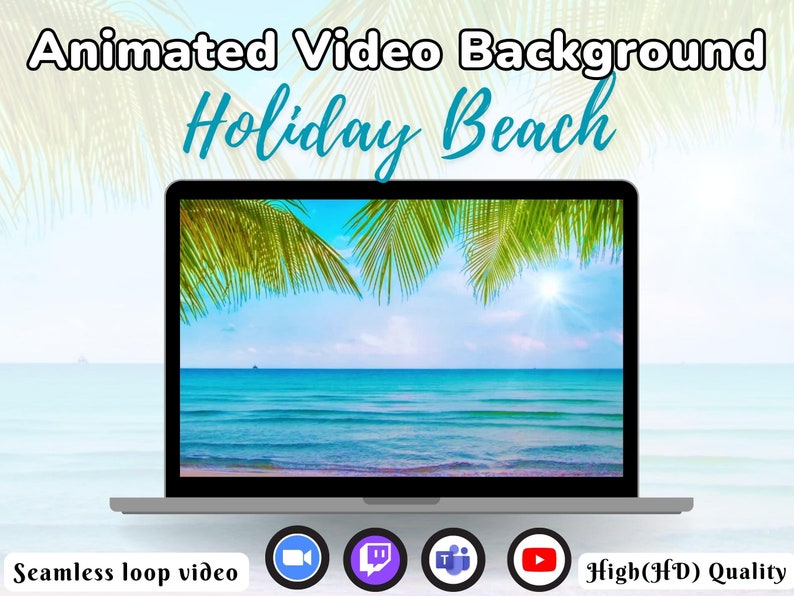 Beach Animated Virtual Background Zoom Background Vtuber - Etsy