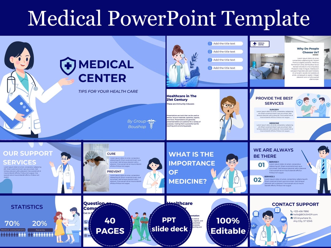 Blue Medical Powerpoint Template, Google Slides, Pitch-deck, Business ...