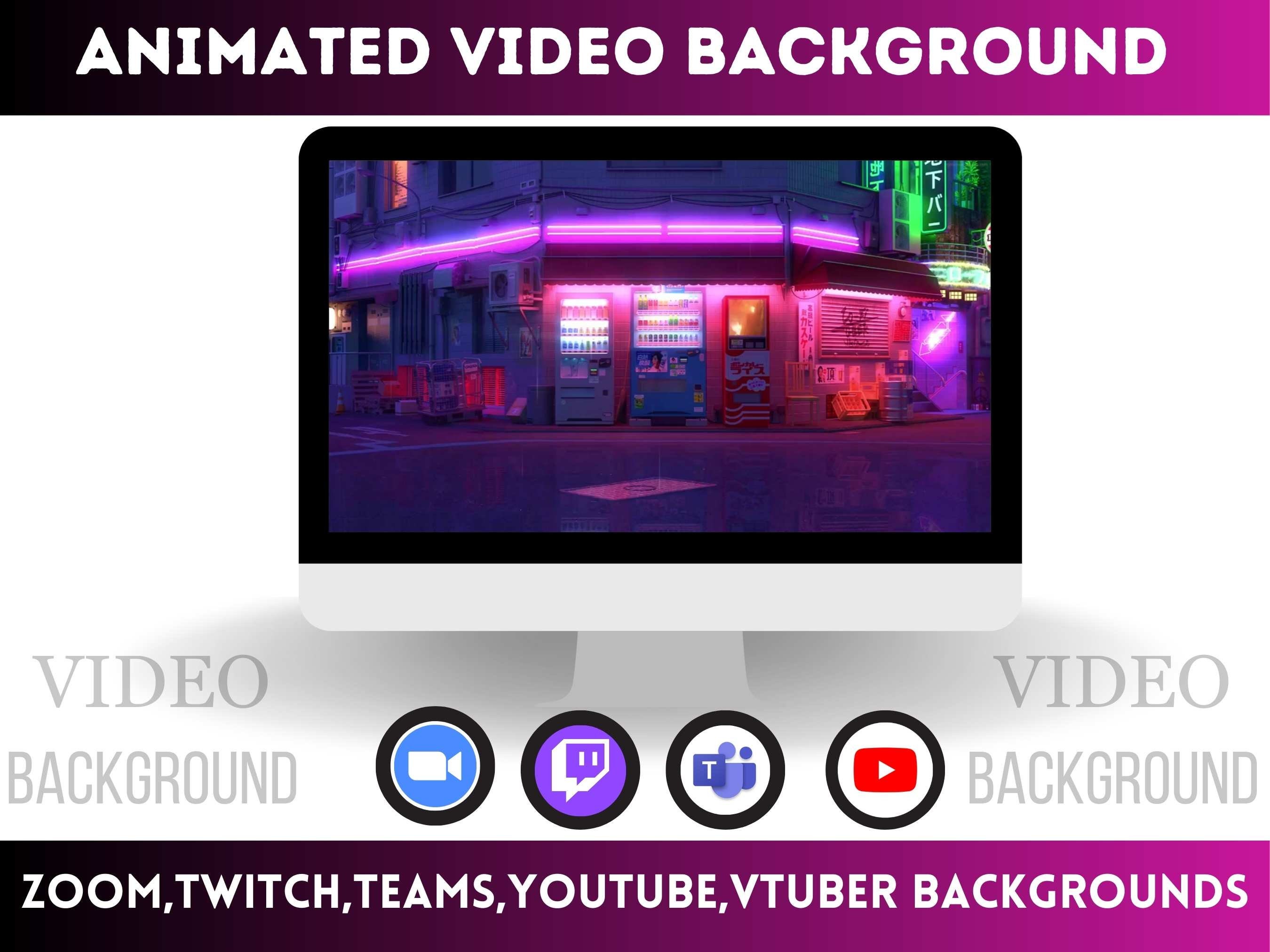 Purple Lofi Vtuber Animated Background for Twitch, Virtual Background ...