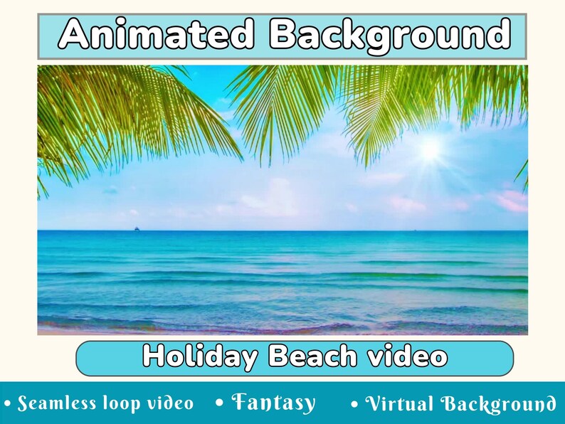 Beach Animated Virtual Background, Zoom Background, Vtuber Background ...