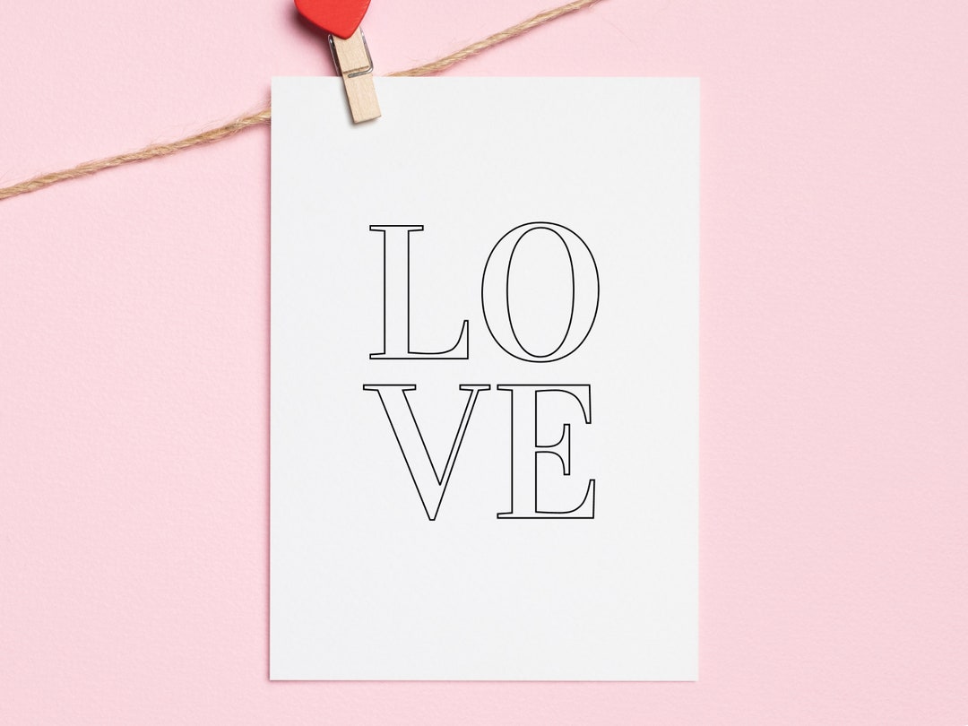 Printable Valentine's Card LOVE Minimalistic Valentine's Day Love ...