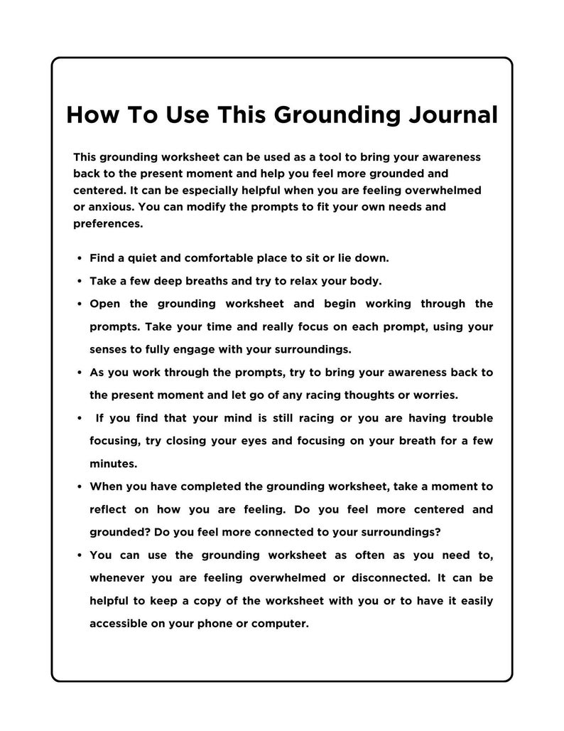 Grounding Yourself Journal - Etsy