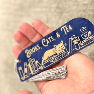 Cute Bookmark Cat Lover Bookmark Cat Lover Gift for Tea Lover Gift for ...
