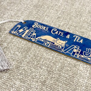 Cute Bookmark Cat Lover Bookmark Cat Lover Gift for Tea Lover Gift for ...