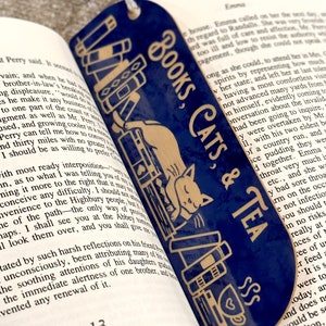 Cute Bookmark Cat Lover Bookmark Cat Lover Gift for Tea Lover Gift for ...
