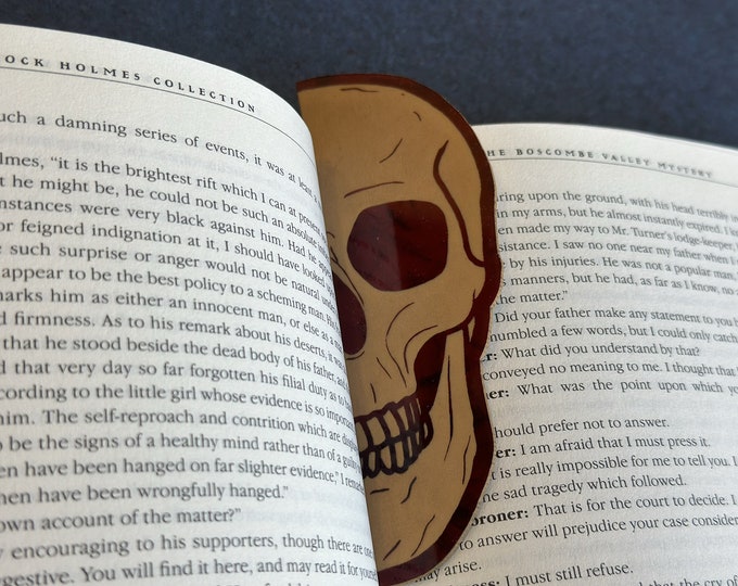 Bookmark // Raven on Skull on Stack of Books // Original Art by Studio ...