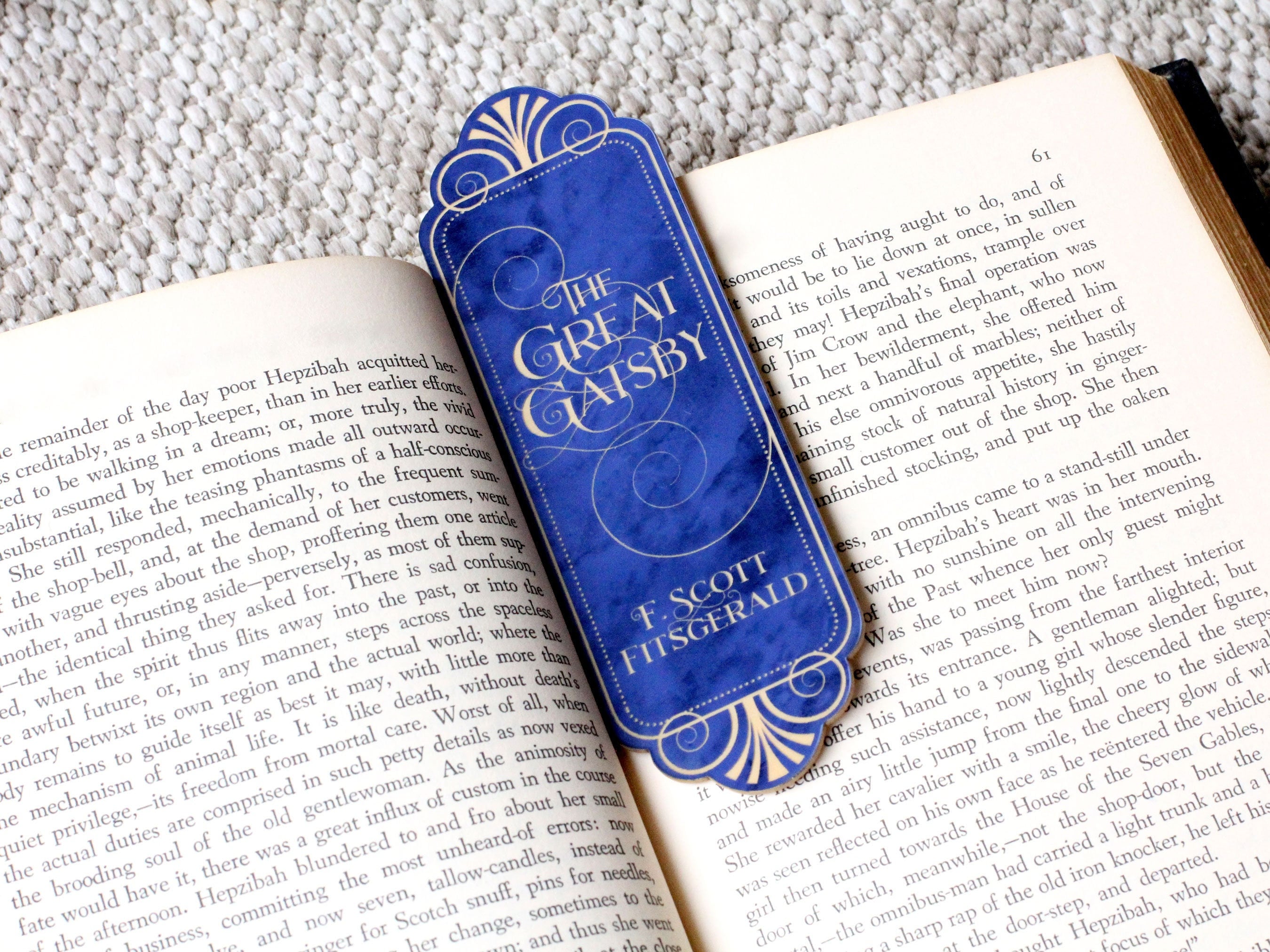 Great Gatsby Bookmark Classic Novel Lover F. Scott Fitzgerald Bookish ...