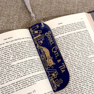 Cute Bookmark Cat Lover Bookmark Cat Lover Gift for Tea Lover Gift for ...