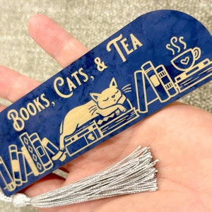 Cute Bookmark Cat Lover Bookmark Cat Lover Gift for Tea Lover Gift for ...