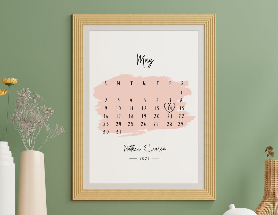 Personalized Anniversary Calendar Digital Download, Wedding Anniversary ...