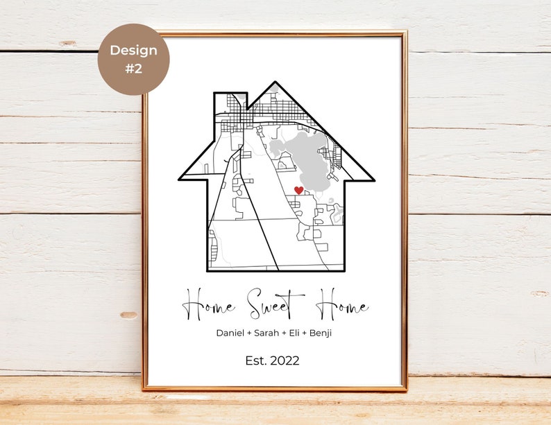 Custom Home Map Digital Download, Housewarming Gift, Custom City Map ...