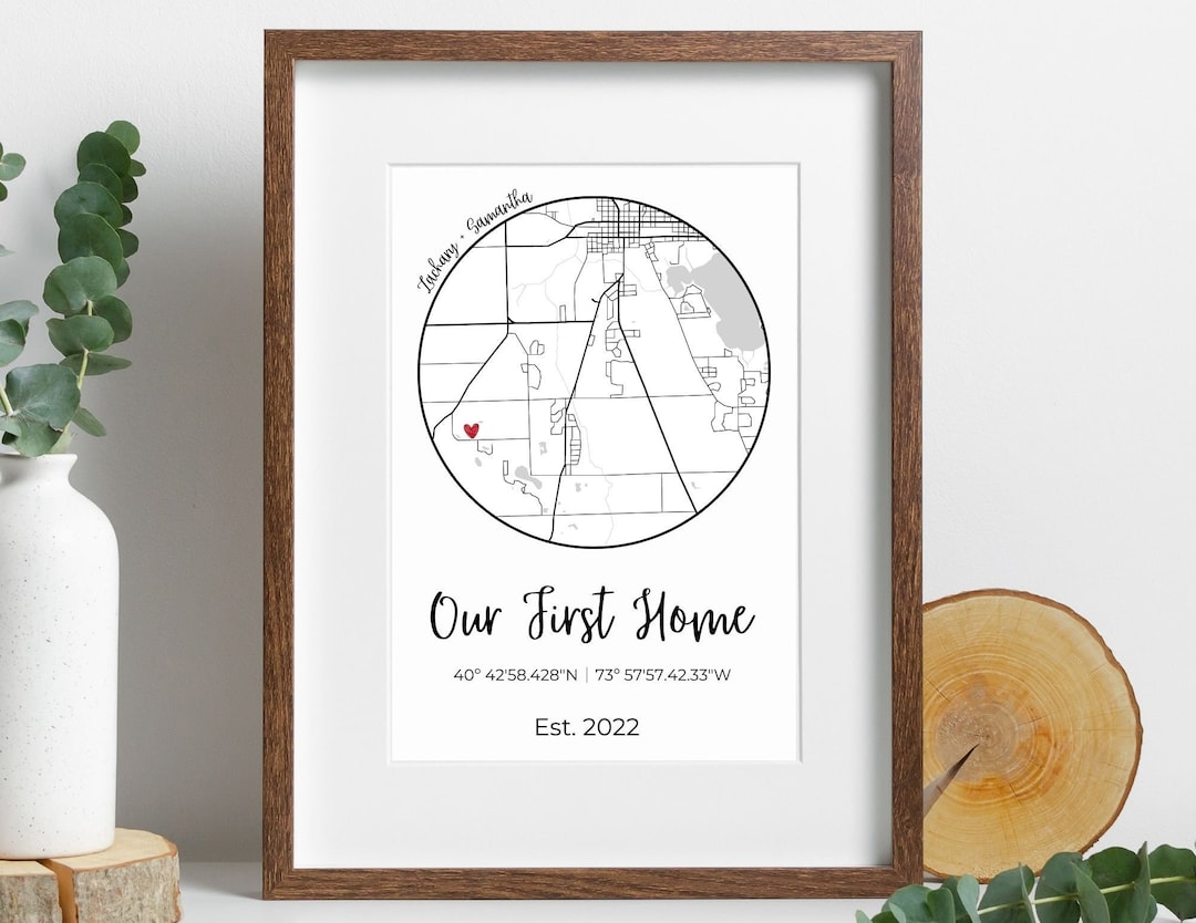 Custom Home Map, Personalized City Map, Housewarming Gift, Home Decor ...
