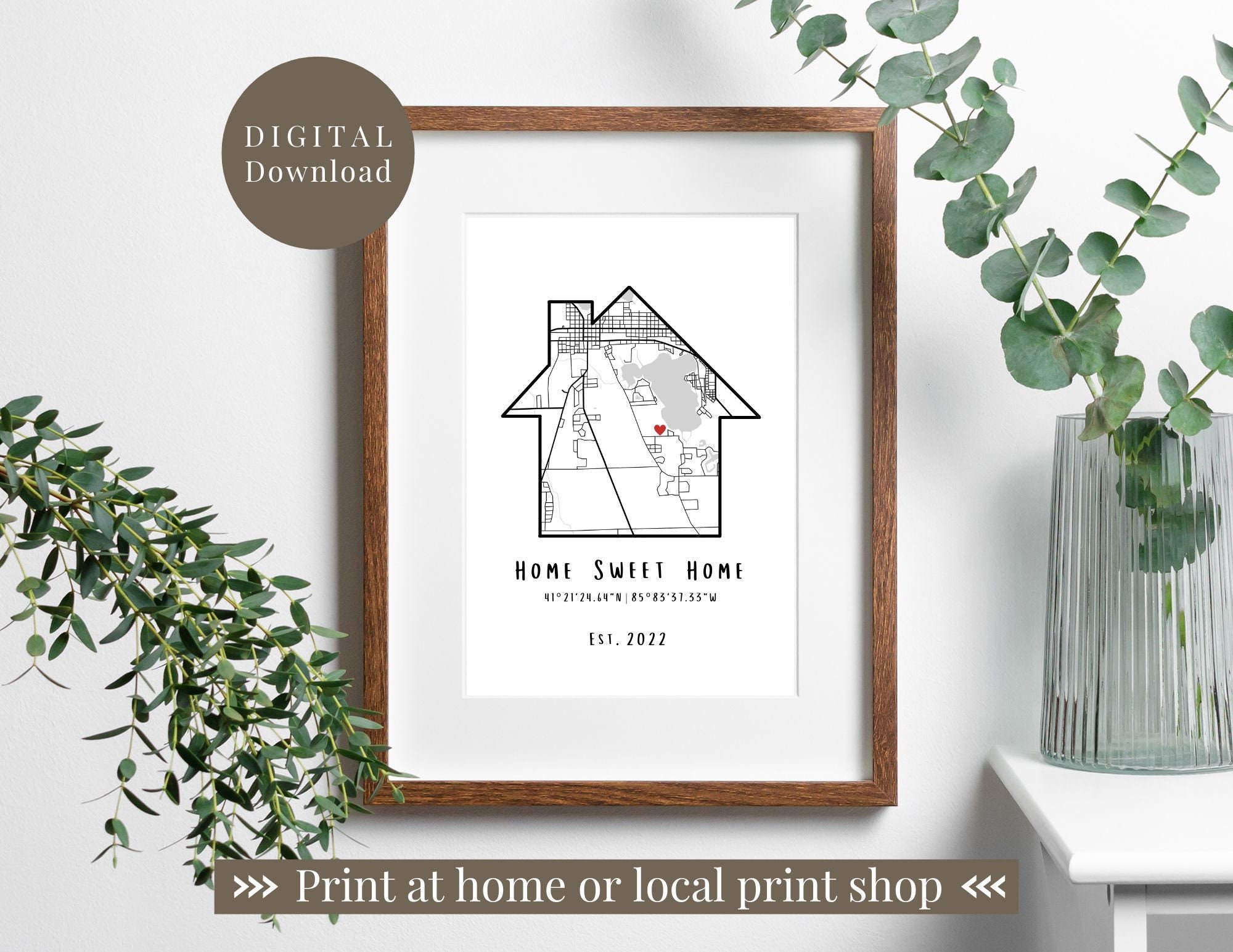 Mapa de casa, Regalo de casa, Mapa de casa, Impresión digital, Primer ...