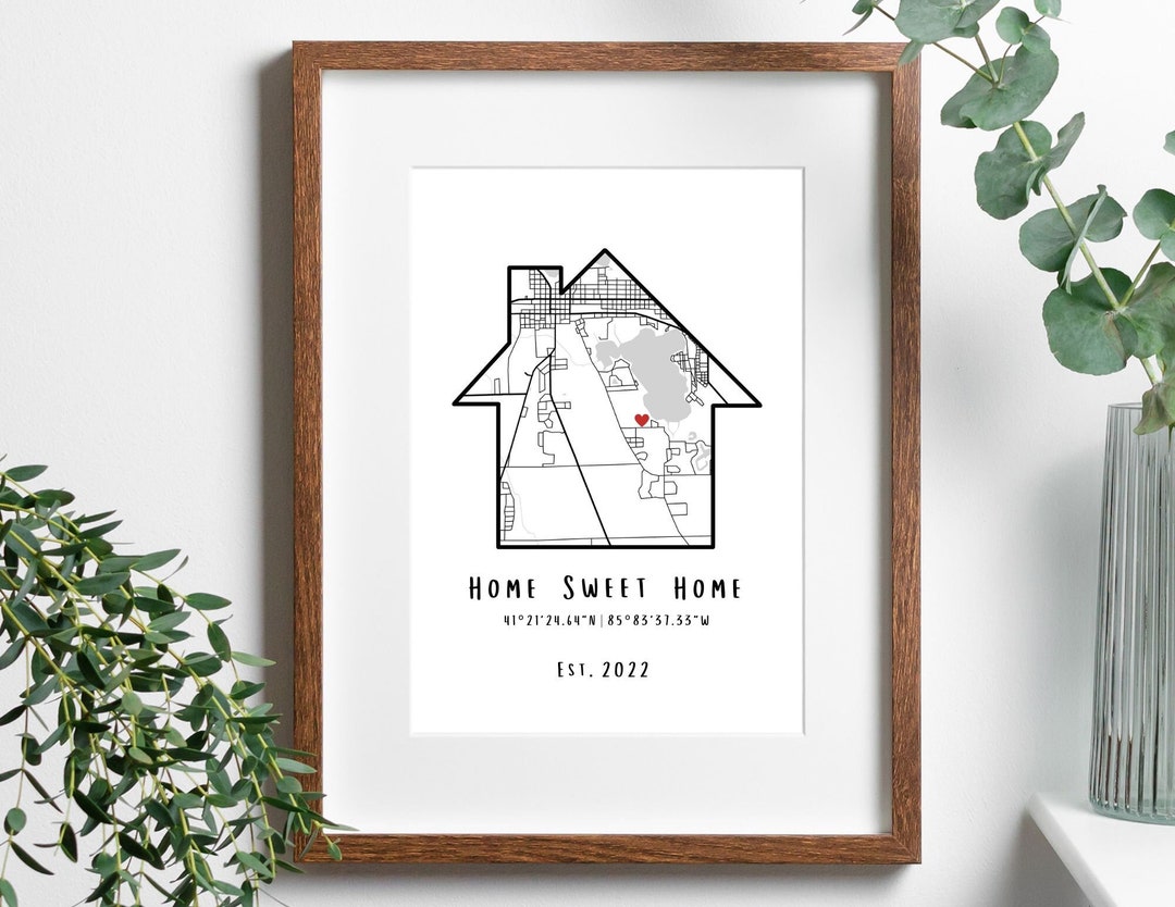Mapa de casa, Regalo de casa, Mapa de casa, Impresión digital, Primer ...