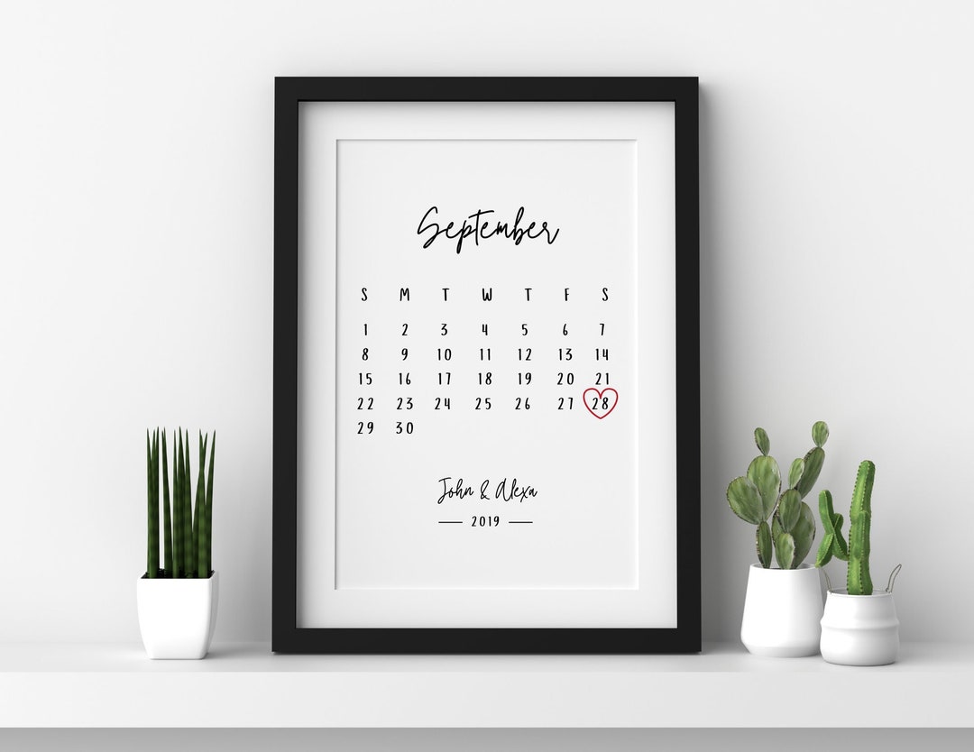 Wedding Anniversary Calendar, Dating Anniversary Calendar Digital Print ...