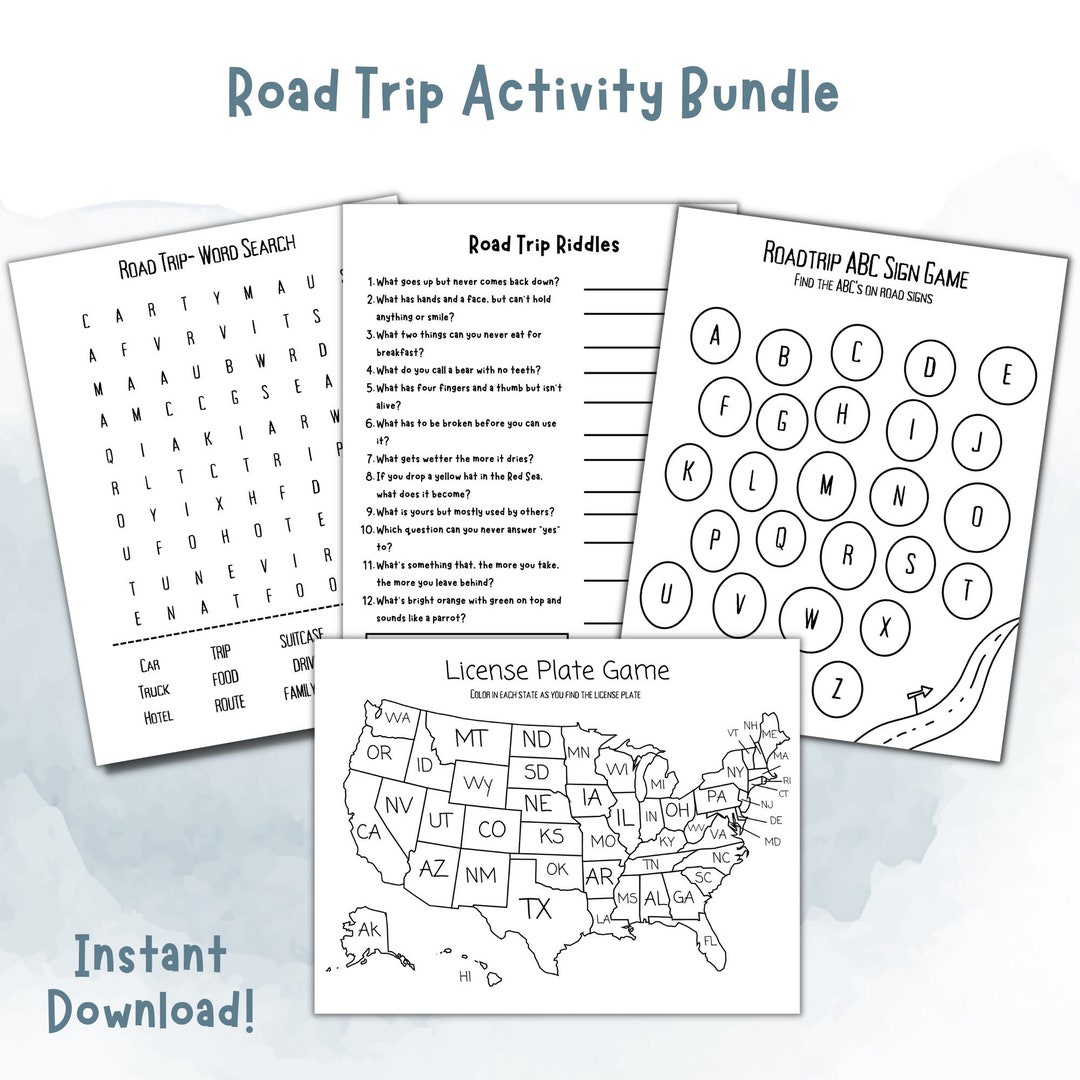 Printable Road Trip Activity Bundle Instant Download Road - Etsy
