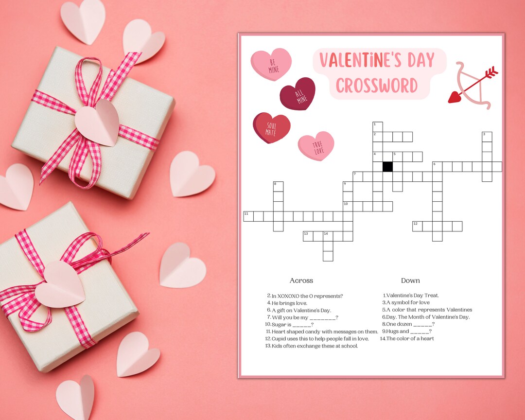 Valentines Day Crossword, Printable Crossword, Kids Activities ...