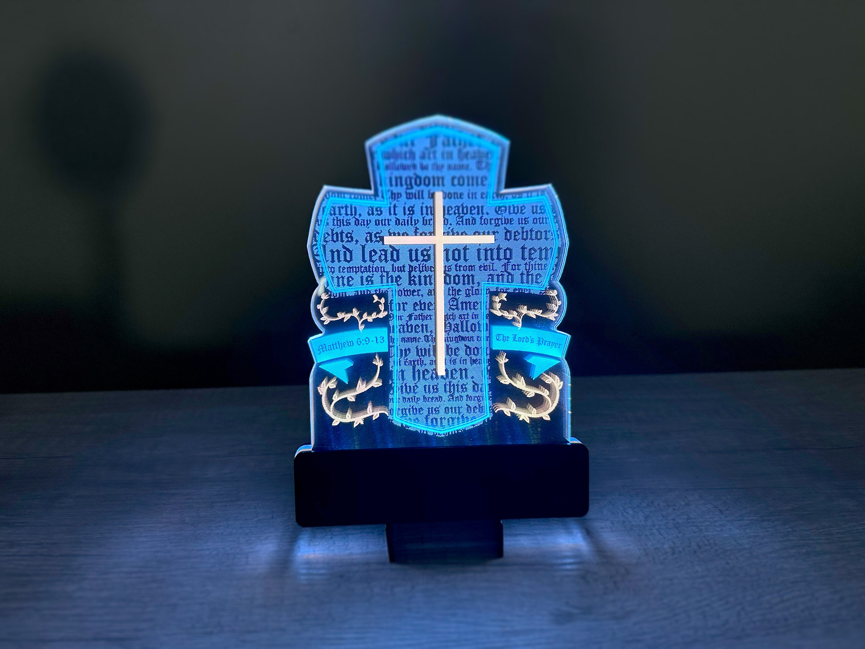 Christian Light Cross Art Catholic Art Display Lord's Prayer Sign ...