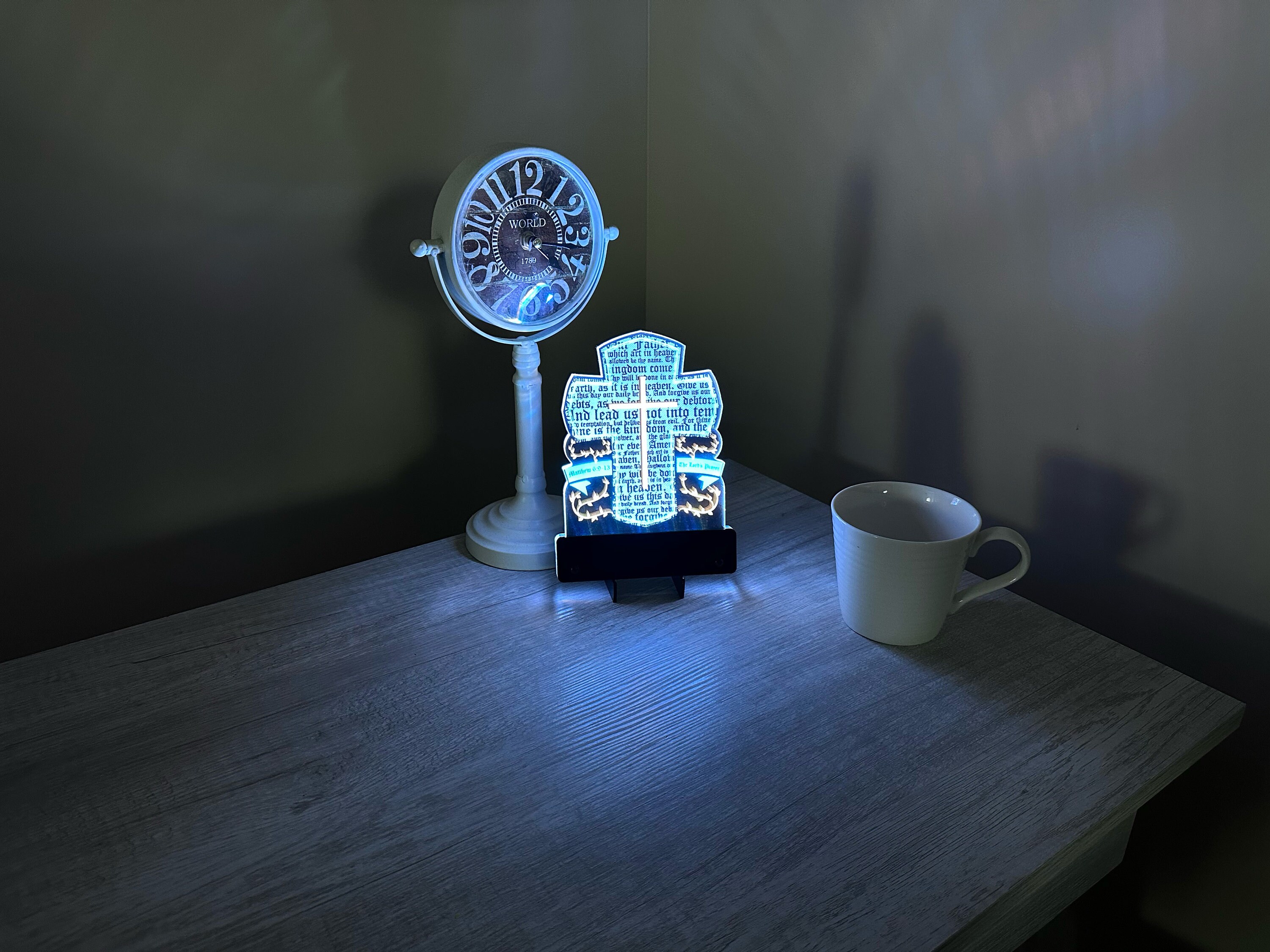 Christian Light Cross Art Catholic Art Display Lord's Prayer Sign ...