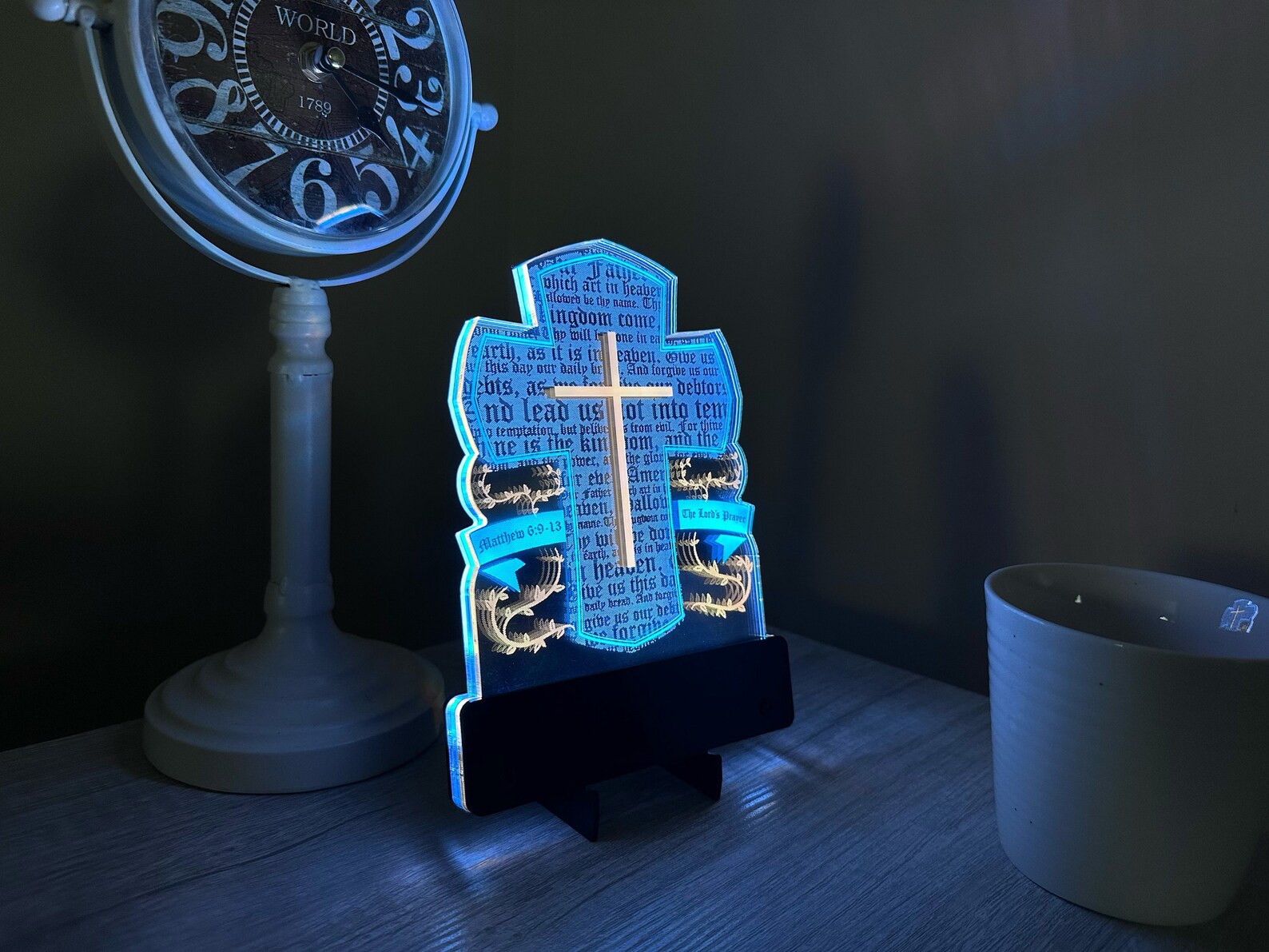 Christian Light Cross Art Catholic Art Display Lord's Prayer Sign ...
