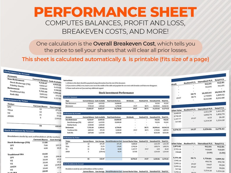 Stock Portfolio Investment Tracker Spreadsheet Template for Stock ...