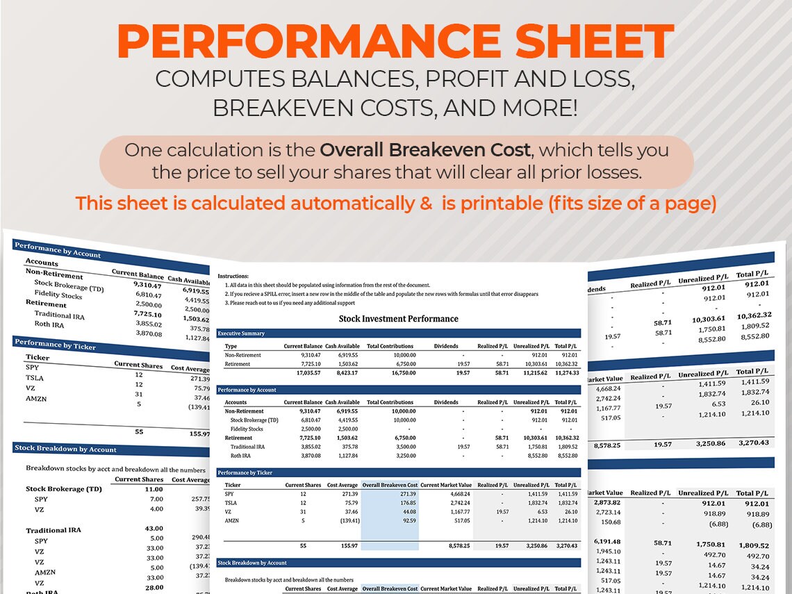 Stock Portfolio Investment Tracker Spreadsheet Template for Stock ...
