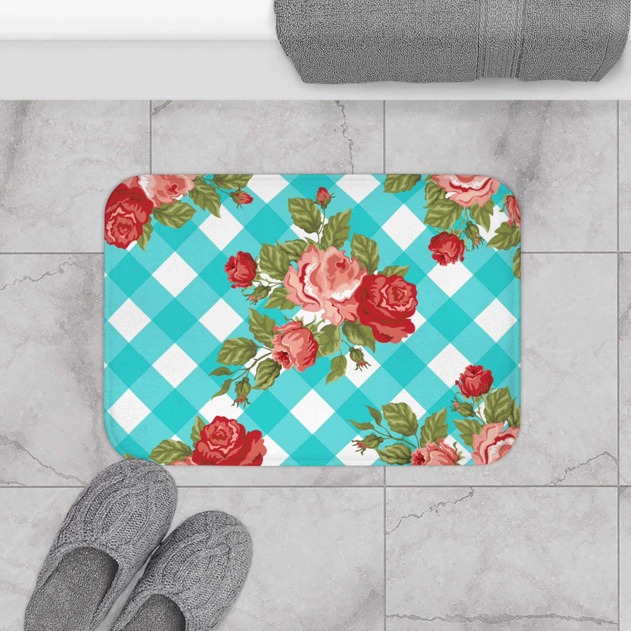 Pioneer Woman Inspired Design Roses With Turquoise Gingham - Etsy