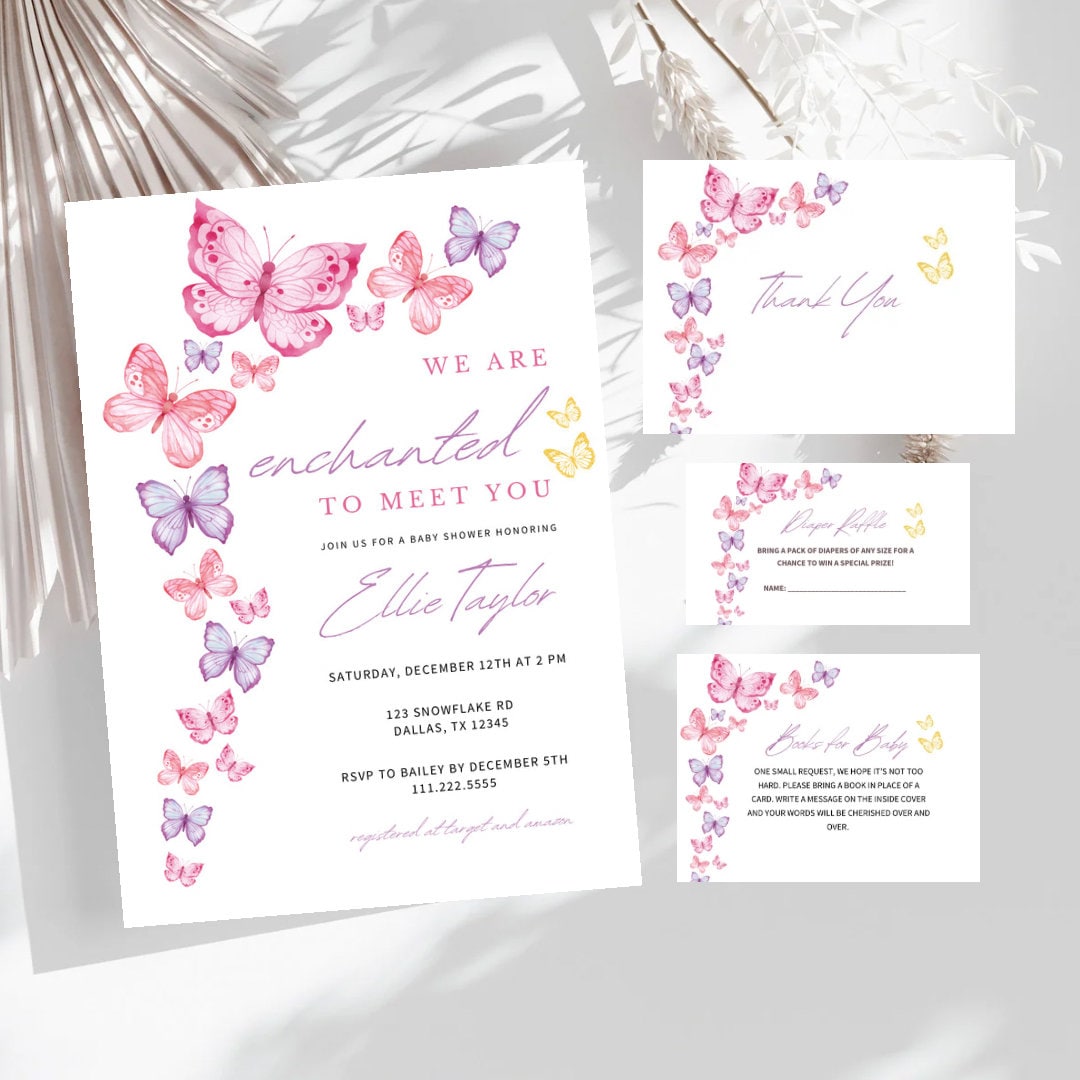We’re Enchanted to Meet You Baby Shower Invitation Bundle | Editable ...