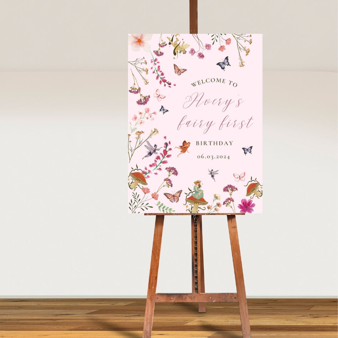 Fairy First Birthday Welcome Sign Editable Fairy 1st Birthday Welcome ...