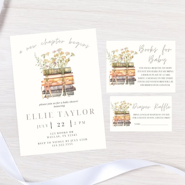 Book Themed Baby Shower Invitations - Etsy