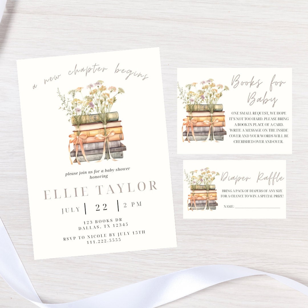 Book Themed Baby Shower Invitation Bundle Storybook Baby Shower ...