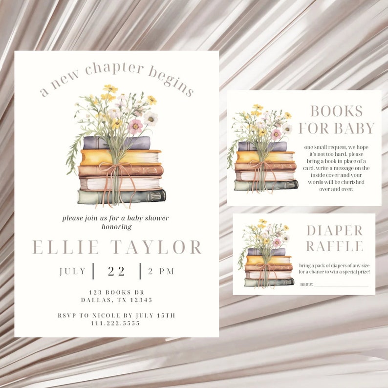 Editable Book Themed Baby Shower Invitation Bundle | Storybook Baby ...