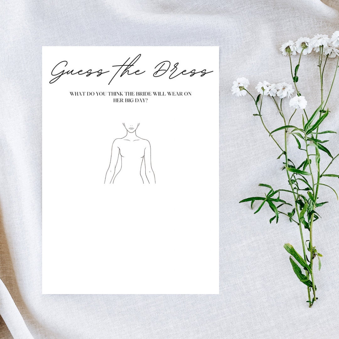 Guess the Dress Bridal Shower Game | Sketch the Dress Bridal Shower ...