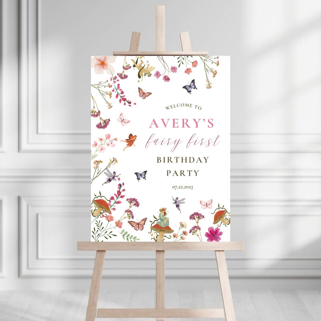 Fairy First Birthday Welcome Sign | Fairy Party Welcome Sign ...