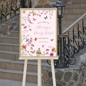 Fairy First Birthday Welcome Sign | Editable Fairy 1st Birthday Welcome ...