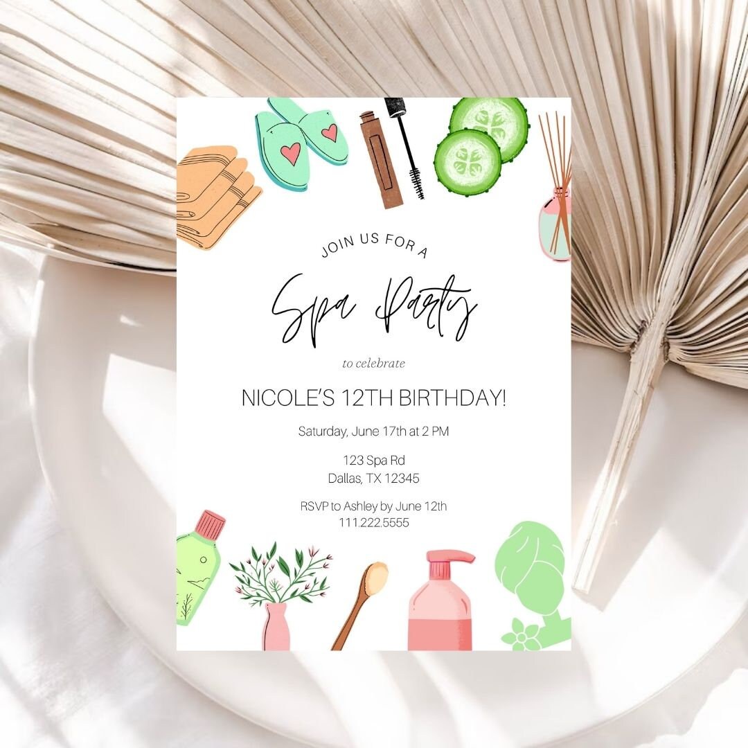 Spa Birthday Party Invitation | Slumber Party Invite | Spa Party ...