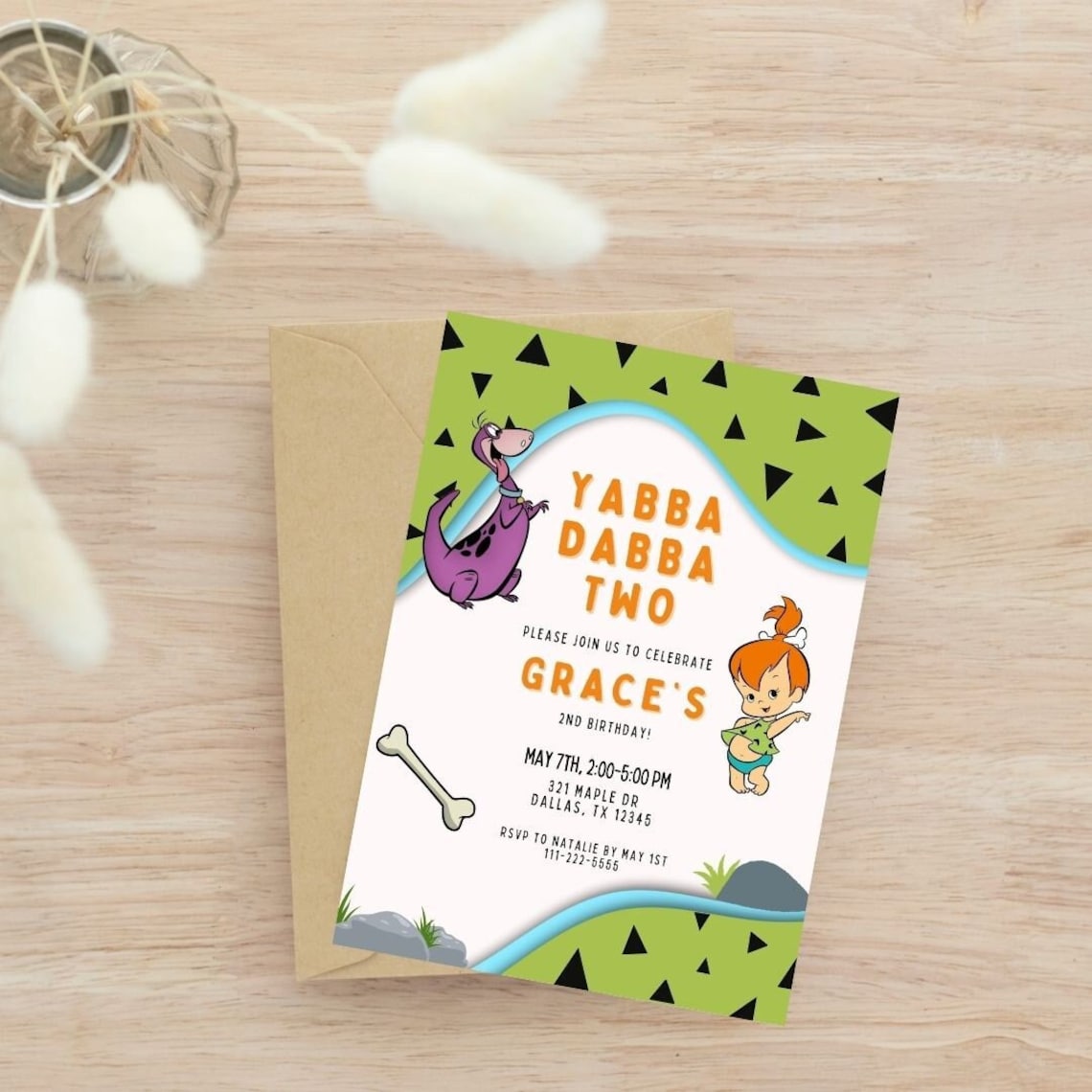 Yabba Dabba Two Birthday Invitation Template, Digital Download ...