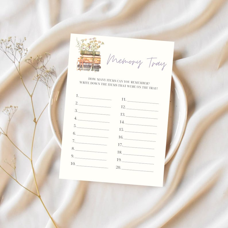 Editable Storybook Memory Tray Bridal Shower Game Template | Storybook ...